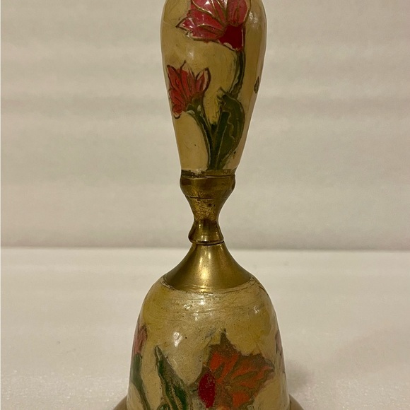 Accents | Vintage Brass 7 Bell Floral Enamel Design Round The Ringer ...